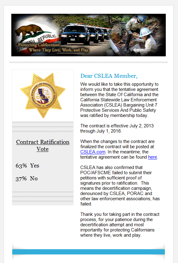 Contract Ratification Announcement - California Statewide Law ...