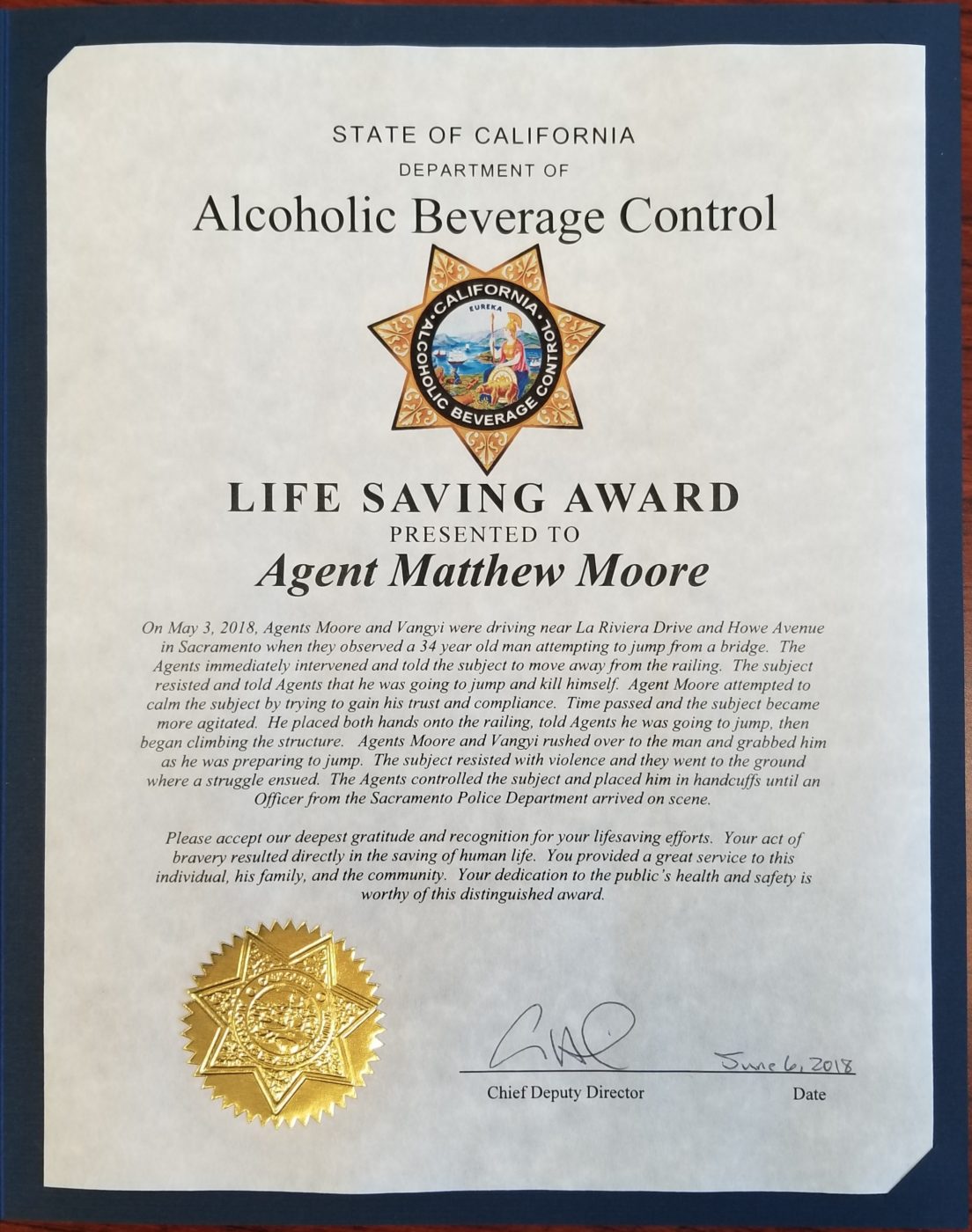 ABC Agents Receive Department’s First Ever Life Saving Award ...